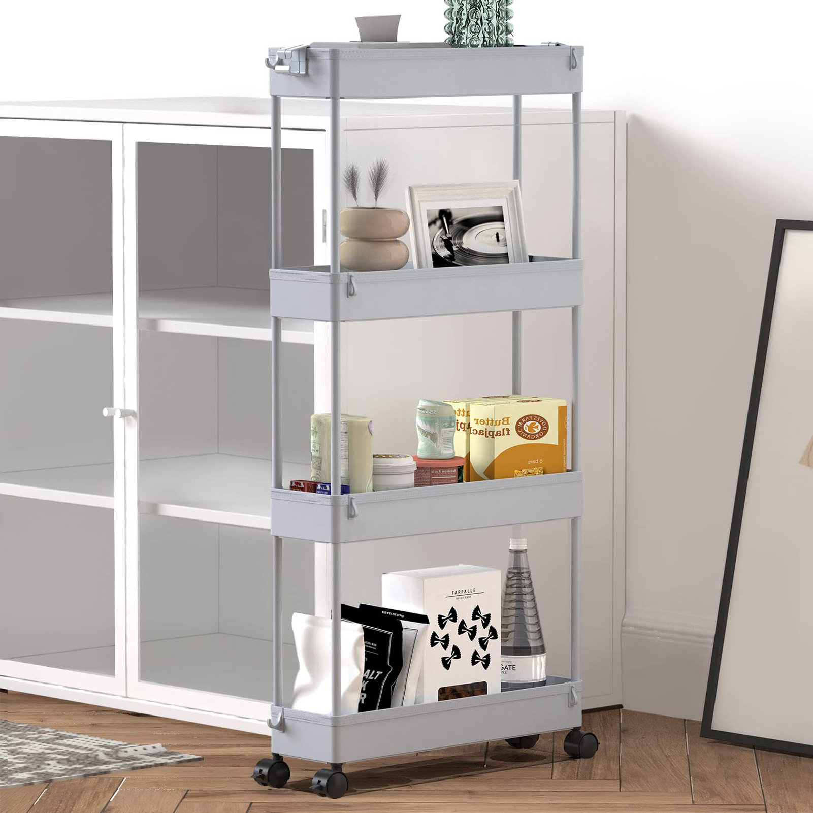 Rebrilliant Slim Storage Cart 4 Tier, Storage Organizer Rolling Utility ...