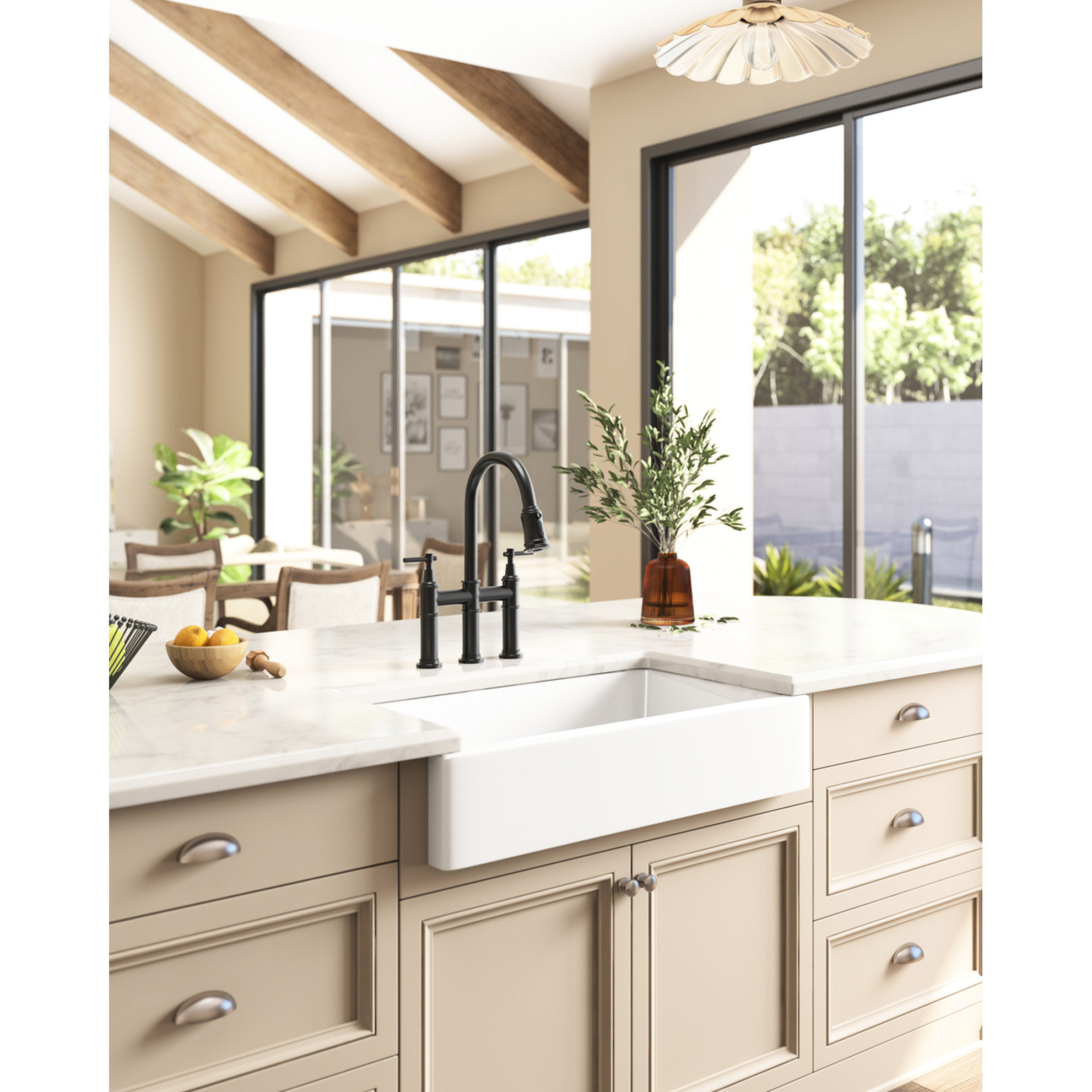 StoneStory Deep Undermount Sink, White Ceramic, Apron Single Bowl ...
