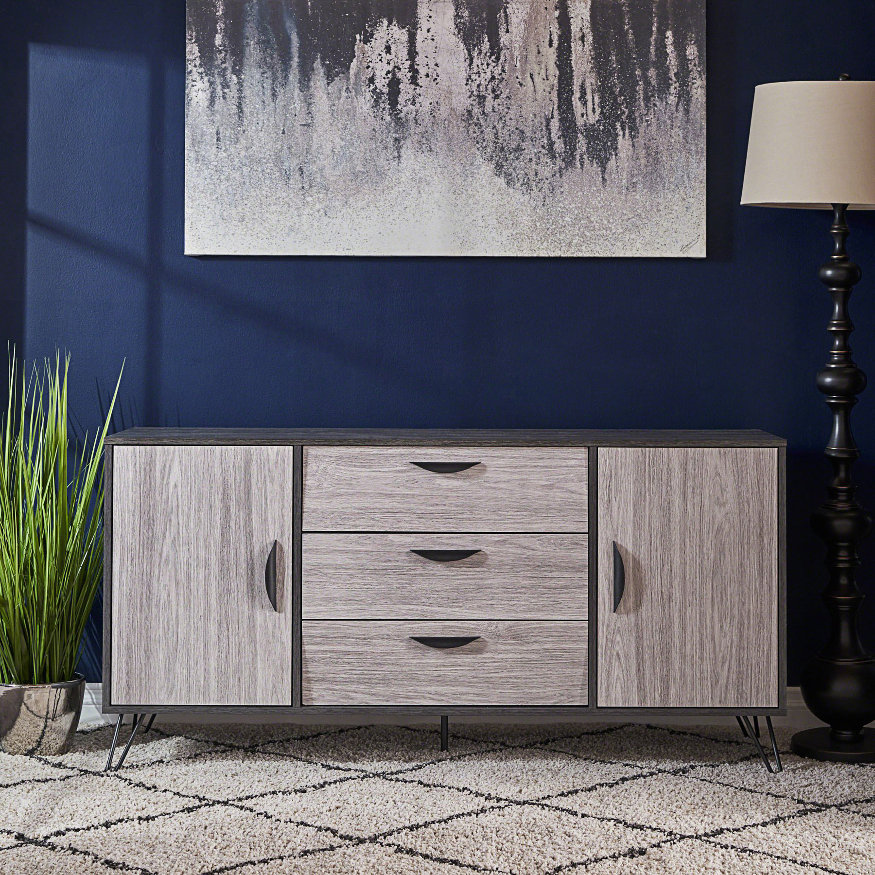 Ebern Designs Multi Function Cabinet With Drawers And Doors, Entry ...