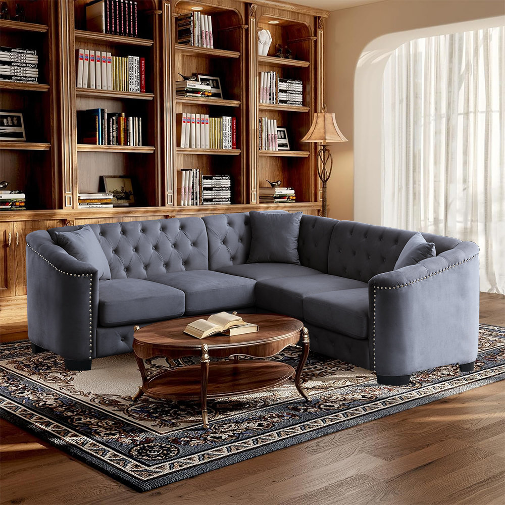 Rosdorf Park Kaylise Velvet Sectional | Wayfair