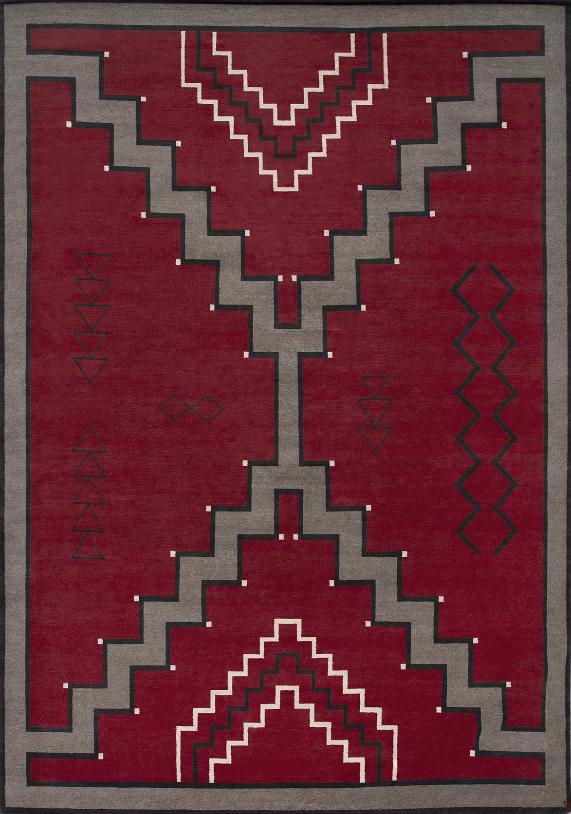 New Moon Rugs Mesa Southwestern Hand-Knotted Wool Area Rug in Red/Gray ...