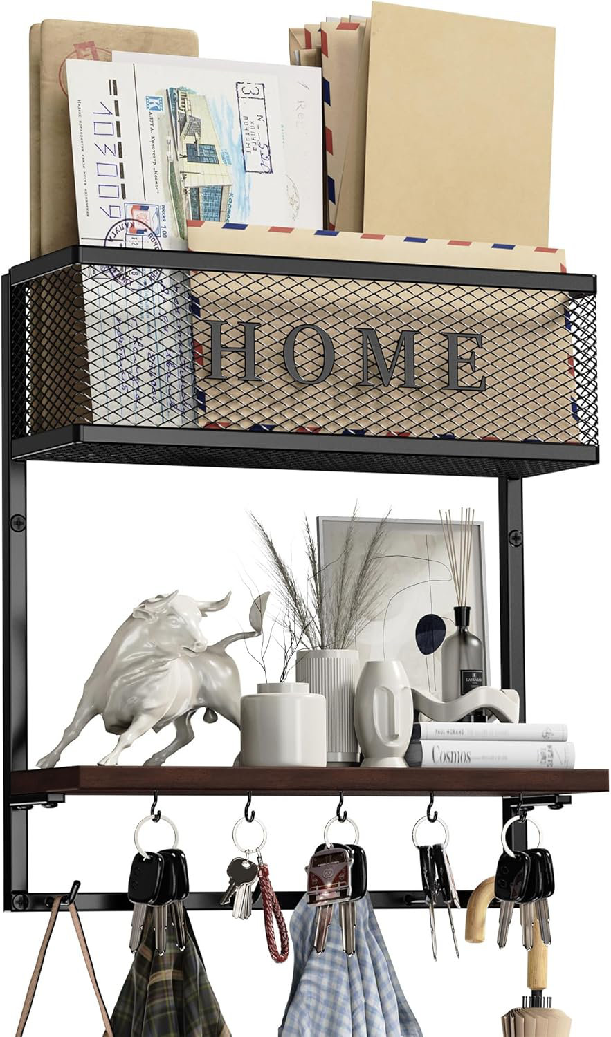 RAPTIZ Mail And Key Holder Wall Mount, Entryway Wall Organizer For ...