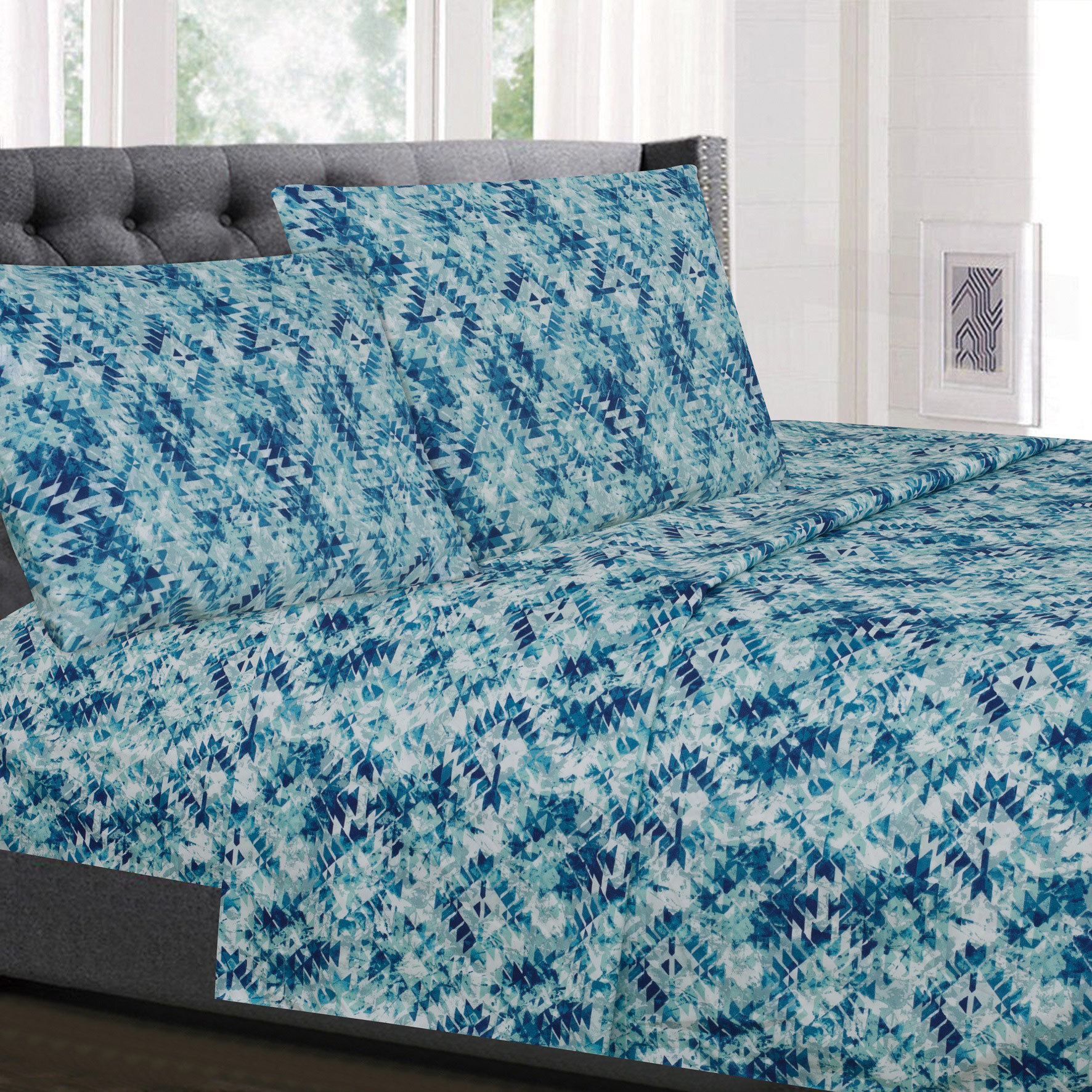 Sweet Home Collection Aqualina Printed Microfiber Sheet Set | Wayfair