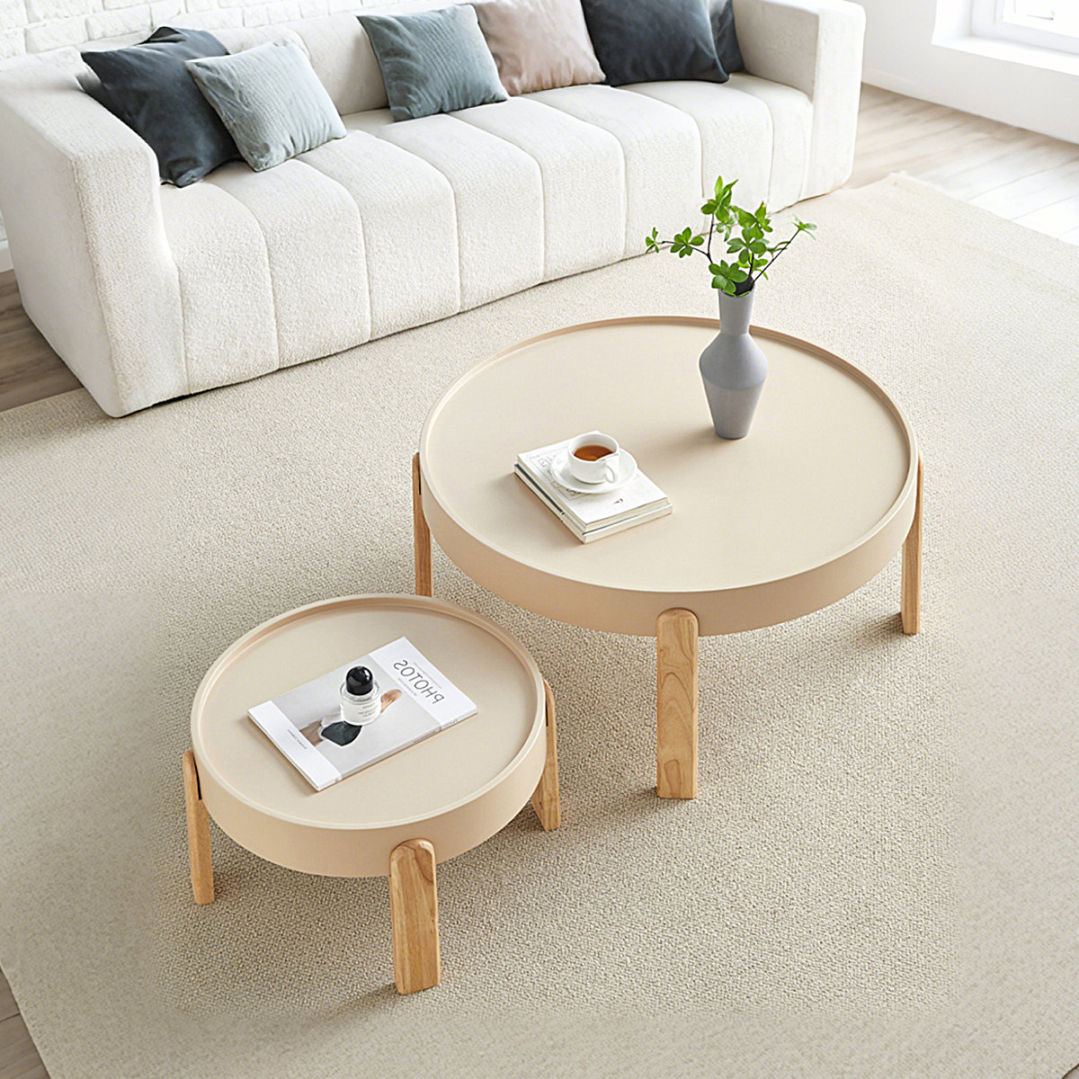 Hokku Designs Cream-Style Round Bay Window Balcony Tea Table | Wayfair
