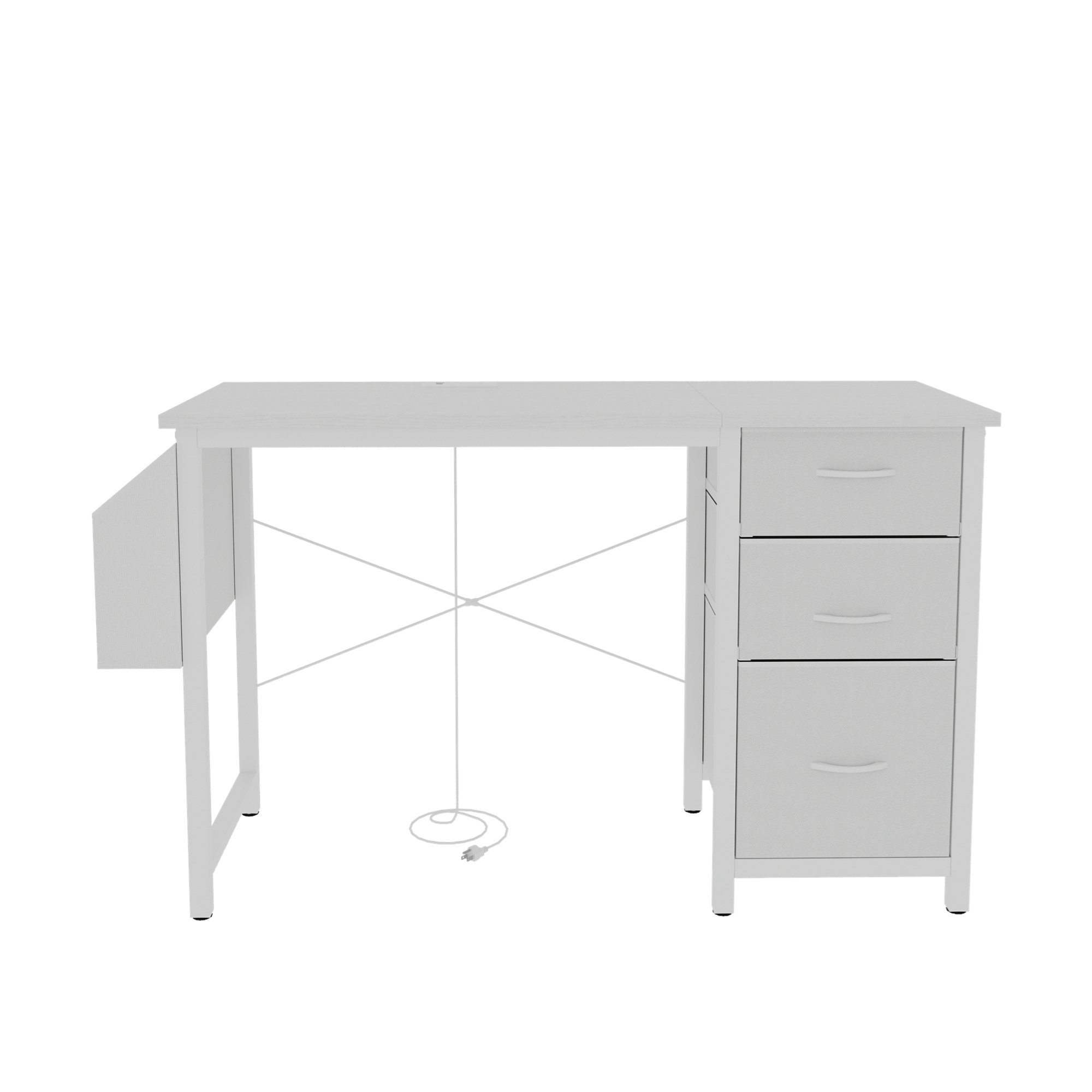 Inbox Zero Computer Desk With Drawers , Home Office Desk With Power ...