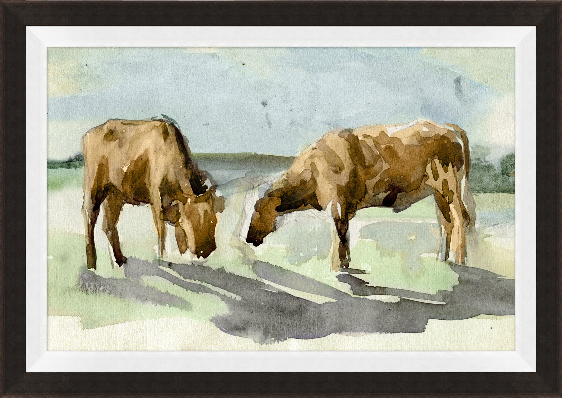 Wendover Art Group Grazing Cattle 2 - Picture Frame Painting on Paper ...