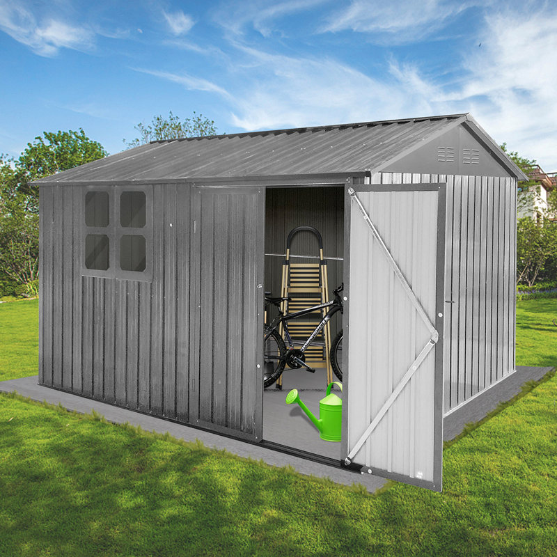 GZMWON Metal Garden Shed Outdoor Storage Shed With Window Storage Shed ...