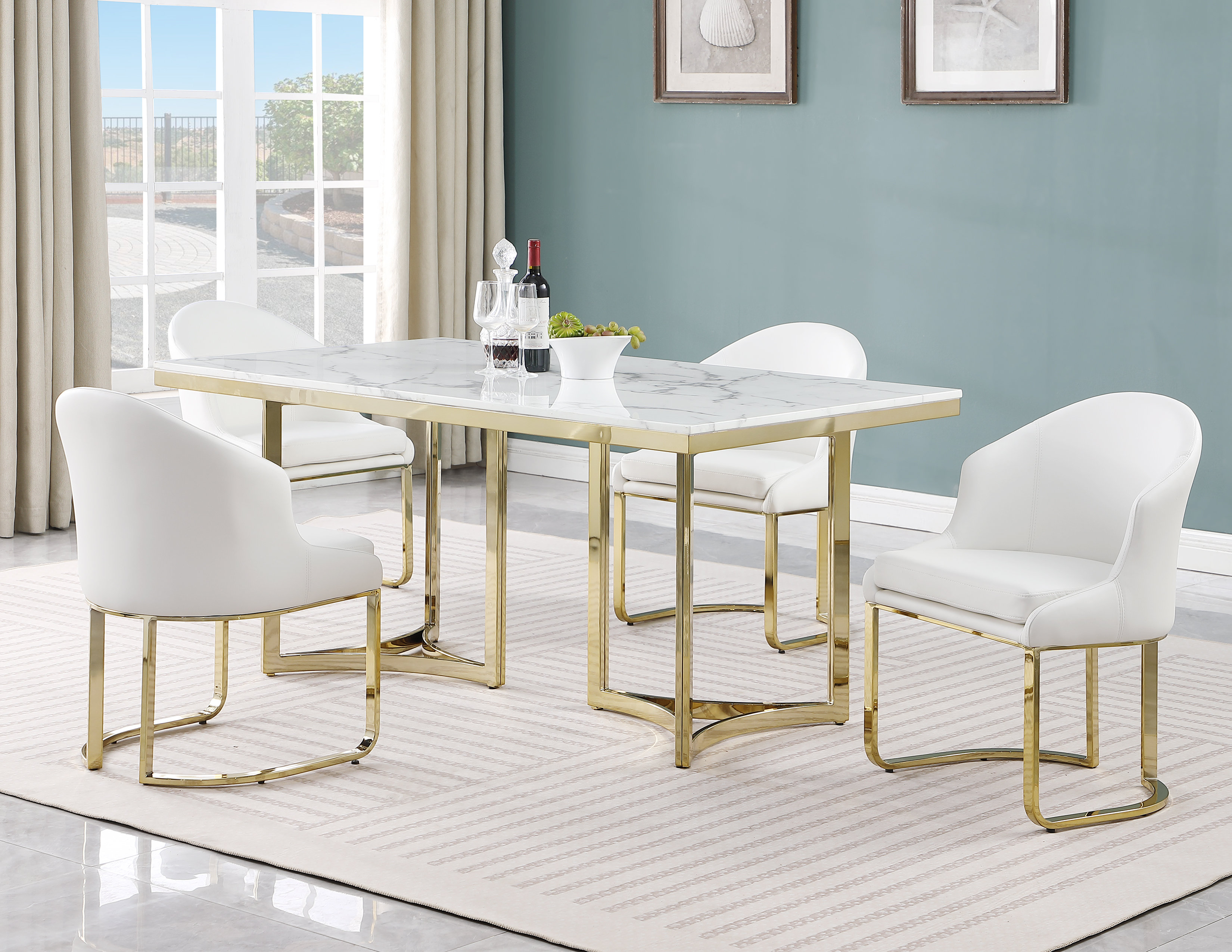 Everly Quinn 5 Pieces White Gold Dining Set - Wayfair Canada