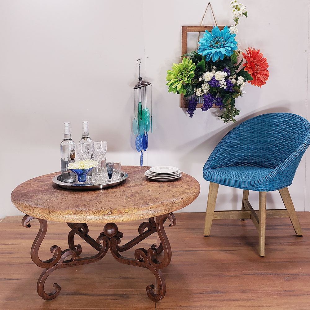 Canora Grey Bortman Peach Round Spanish Style Patio Coffee Table with ...