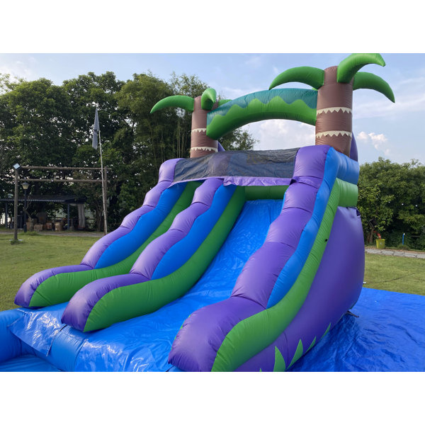 Connsann 21ft Tropical Commercial Grade Water Slide With Splash Pool ...
