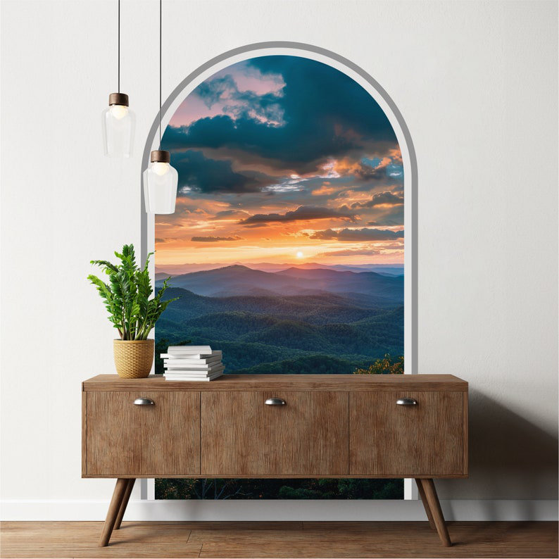 ART TERRITORY Removable Wallpaper Blue Ridge Mountains Peel and Stick Extra Large Non-Wall ...