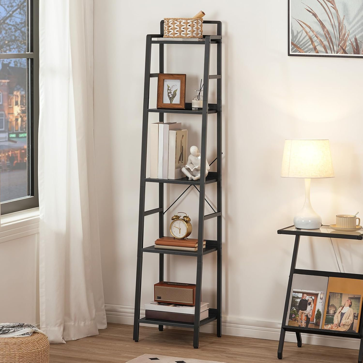 17 Stories Narrow Ladder Bookshelf - 5-Tier Corner Shelf For Small ...