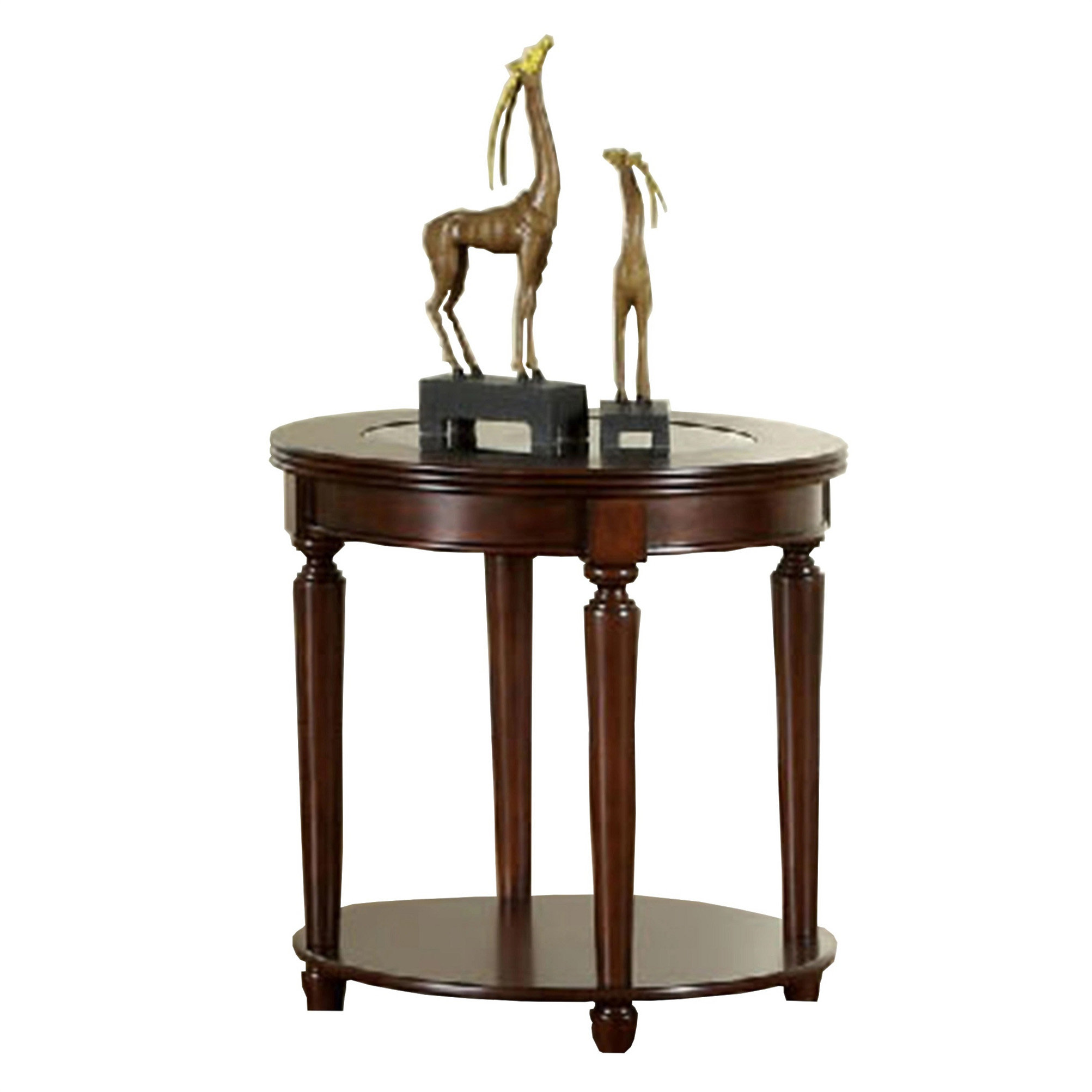 Wildon Home® 1Pc Table Dark Cherry Open Bottom Shelf Beveled Top Turned ...