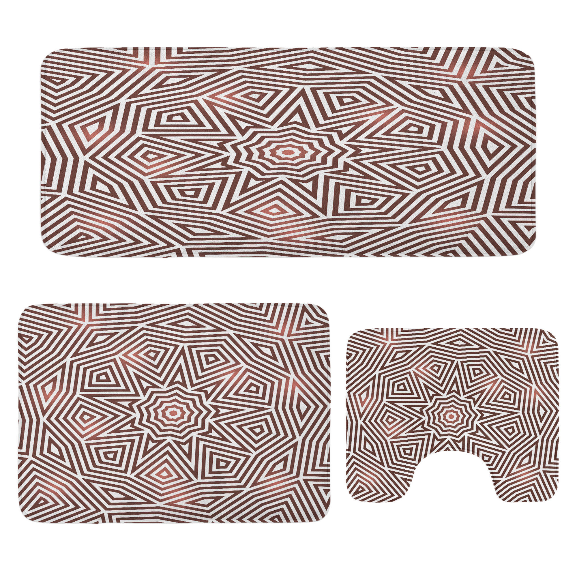 East Urban Home Geometric Bathroom Rug Set 3 Pieces U-Shape & Rectangle ...