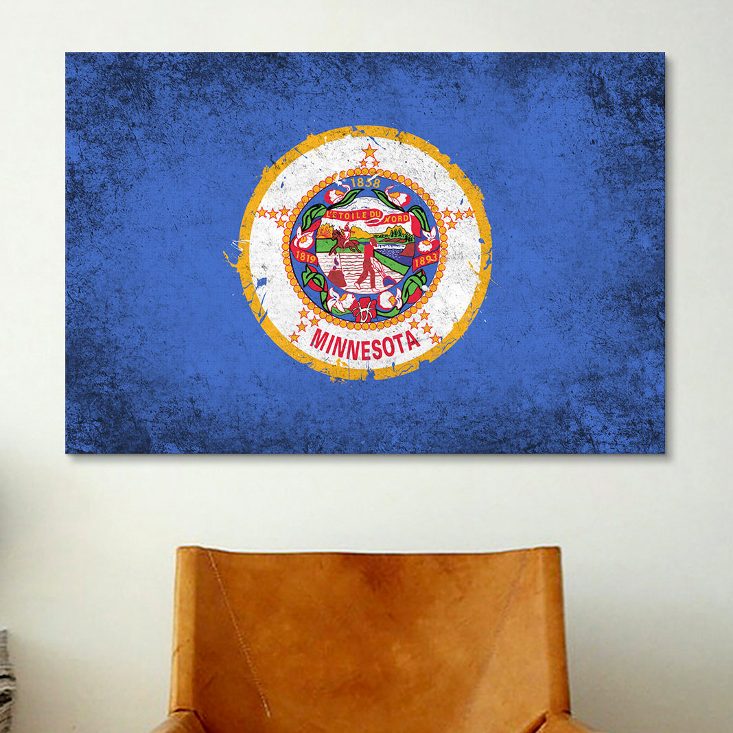 Winston Porter 'Minnesota Flag, Grunge Painted' by iCanvas - Wrapped ...