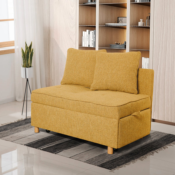 Ebern Designs Adda 71" 4-in-1 Convertible Sleeper Chair Bed, Linen Sofa ...