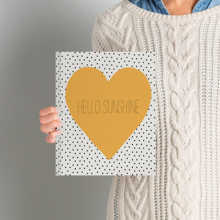 Ebern Designs Hello Sunshine Heart Graphic Art on Wrapped Canvas | Wayfair