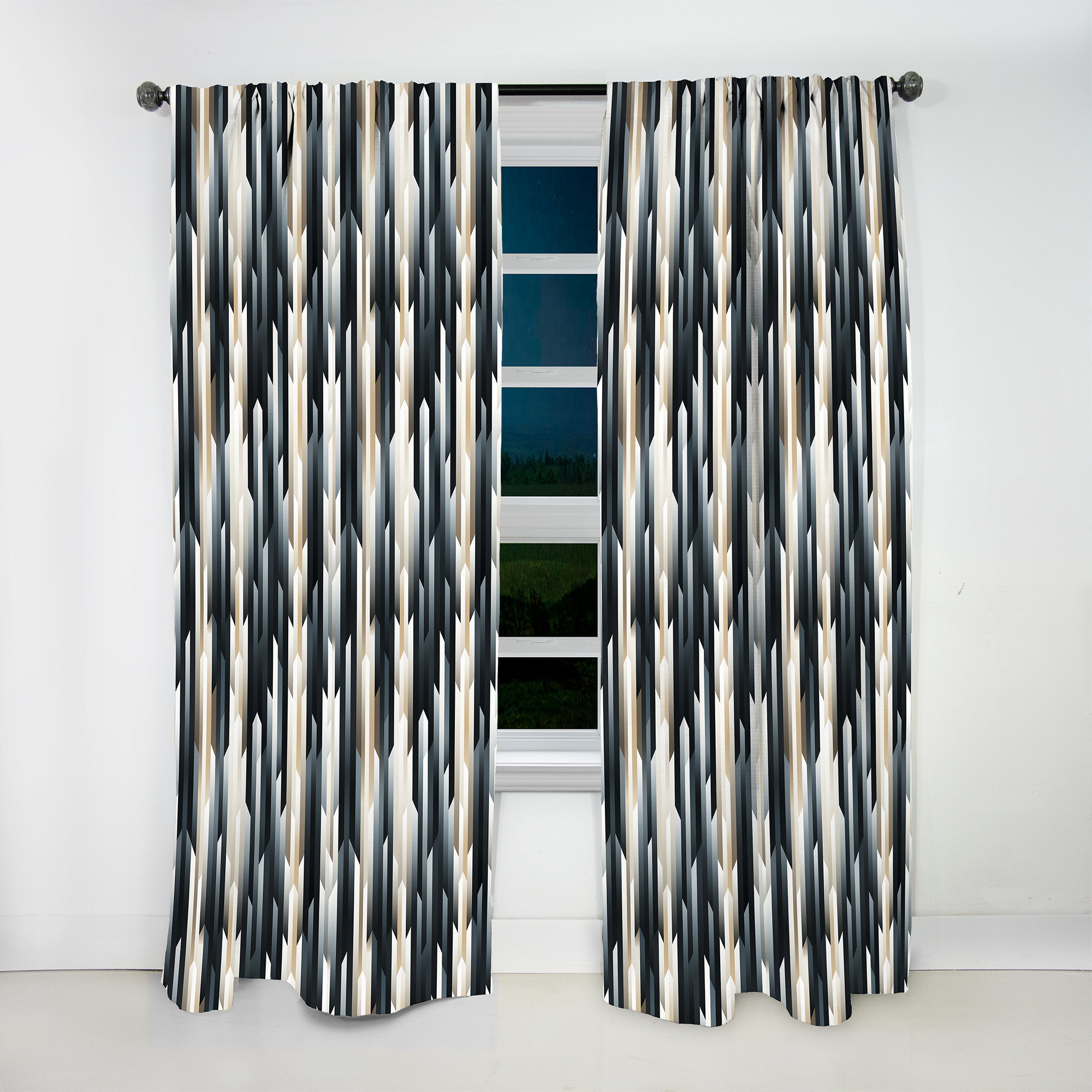 Design Art Nordic Contrast Ii - Modern Curtain - Velvet Room Darkening ...