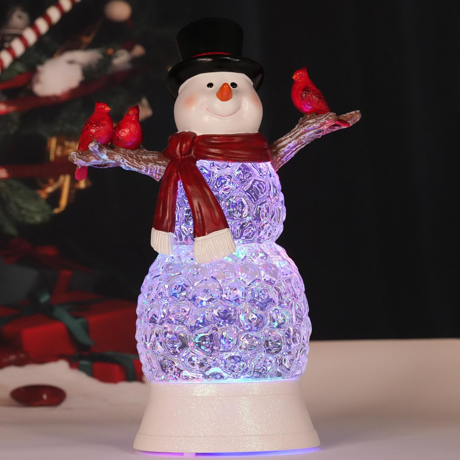 Williston Forge Christmas Snowman Snow Globe, Lighted Musical Cardinal ...