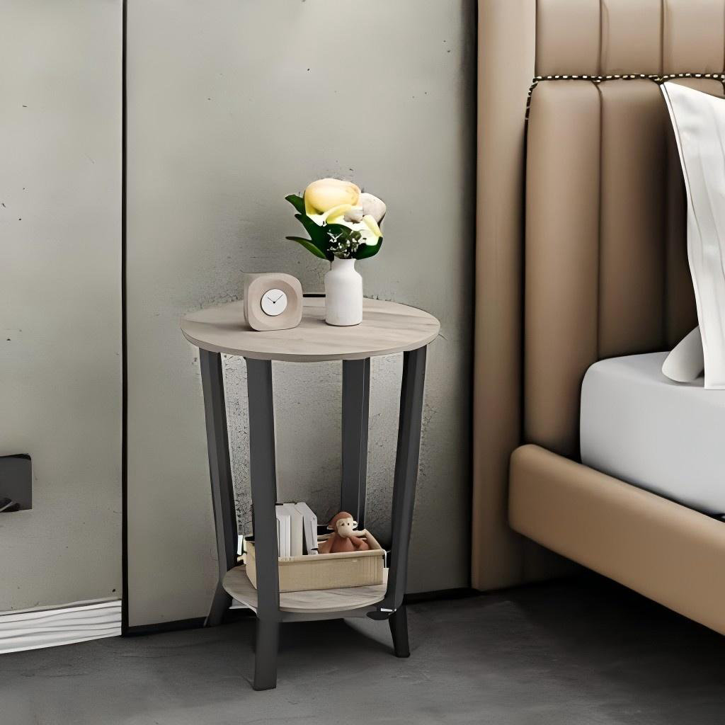 17 Stories End Table, Round Side Table With Storage Shelf, Easy ...