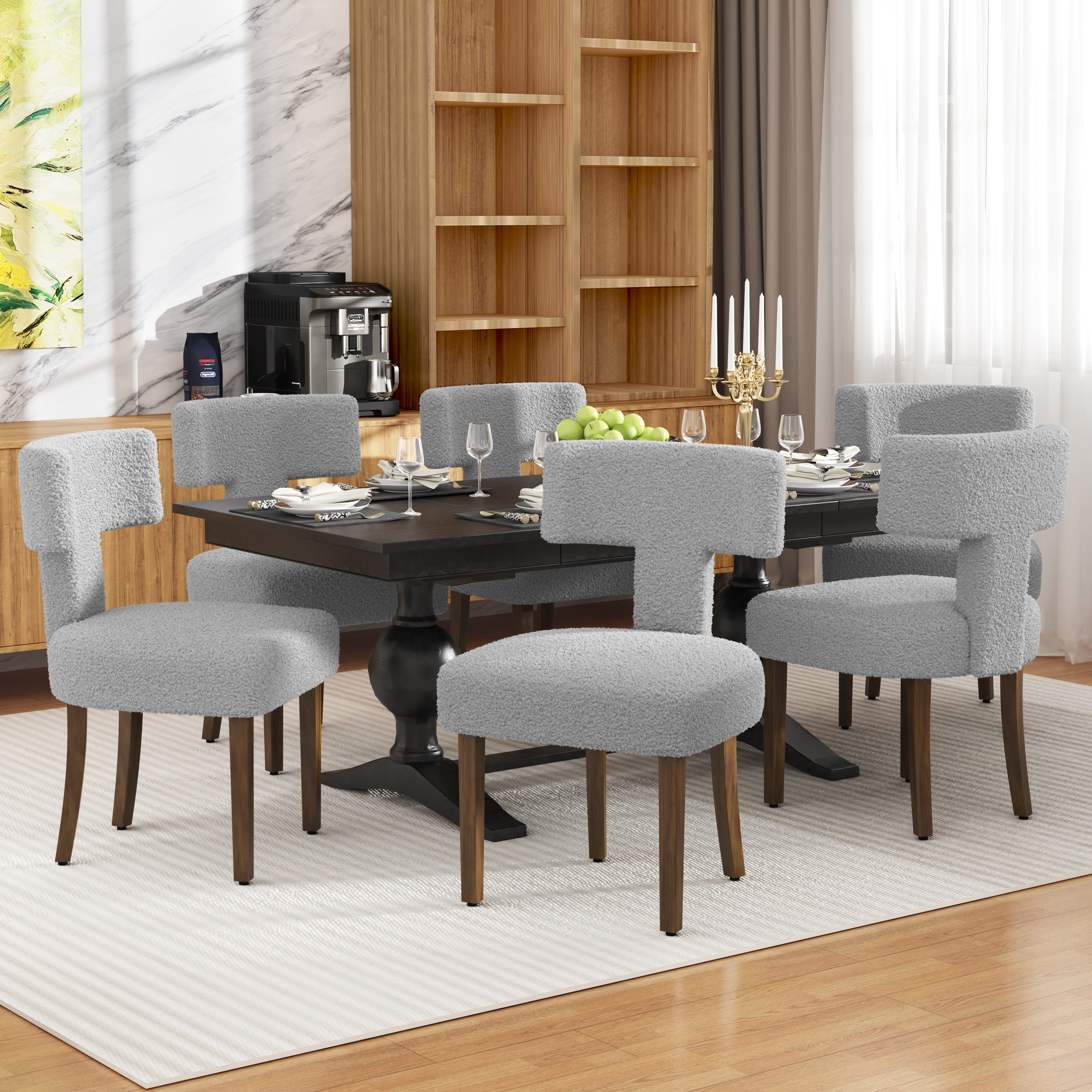 Corrigan Studio® Boucle Lamb T-Shape Dining Chairs (Set of 6) & Reviews ...