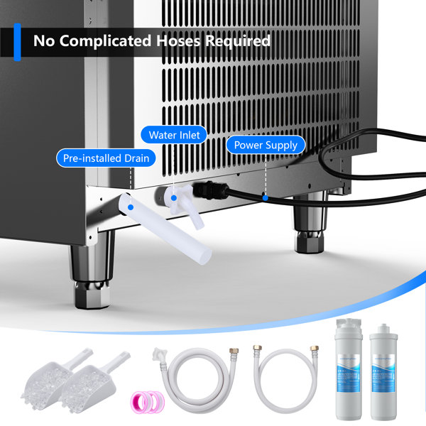Coolake Commercial Ice Maker Machine 450lbs/24h With 130lbs Storage ...