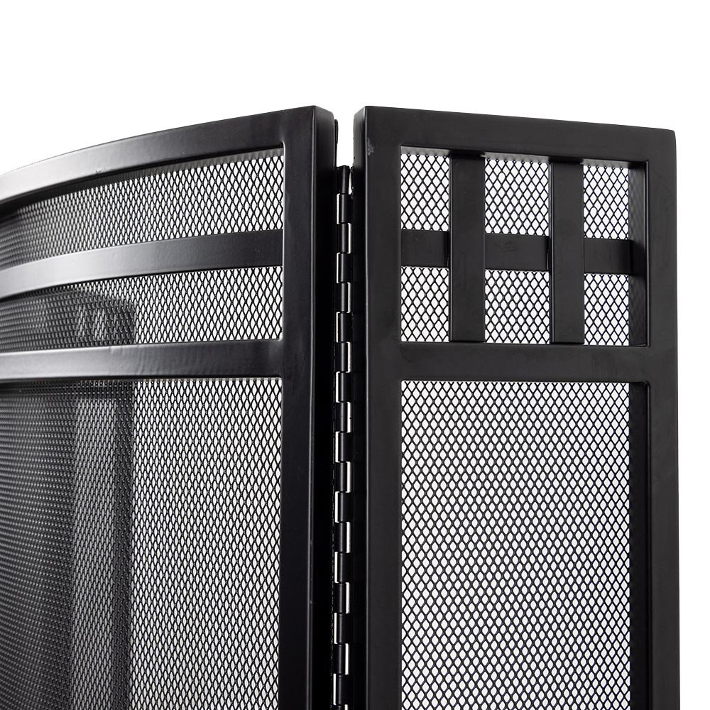 Modern Ember Mill Creek 3-Panel Mesh Fireplace Screen in Black | Heavy ...