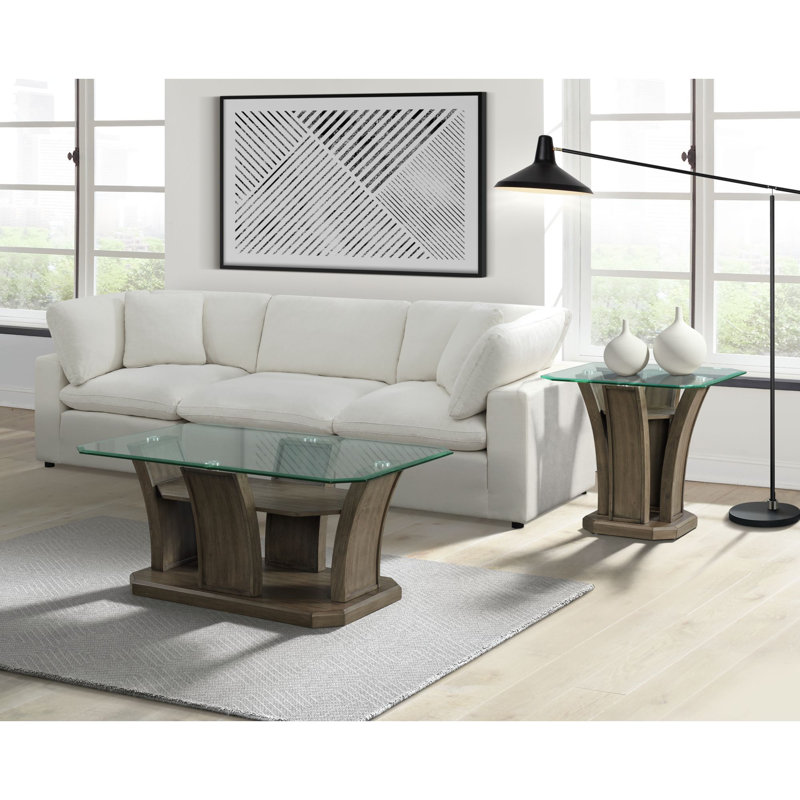 Wade Logan® Acton Glass Pedestal End Table with Storage | Wayfair