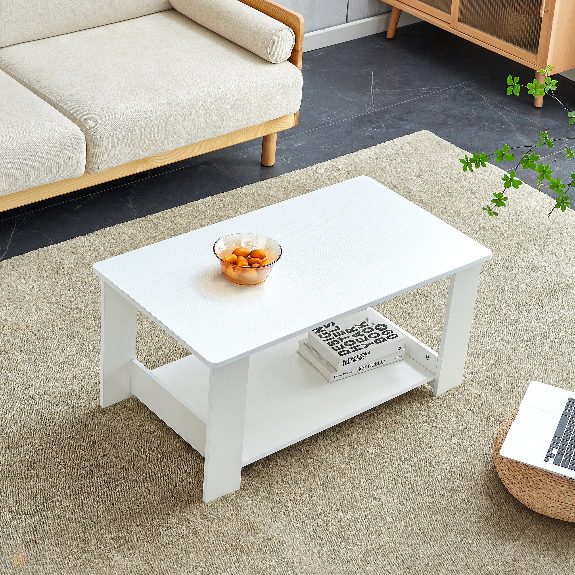 Ebern Designs A Modern And Practical White Coffee Table. The Double ...