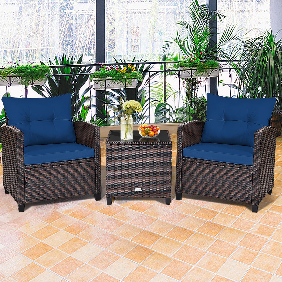 Red Barrel Studio® Wicker/Rattan 2 - Person Seating Group With Cushions ...