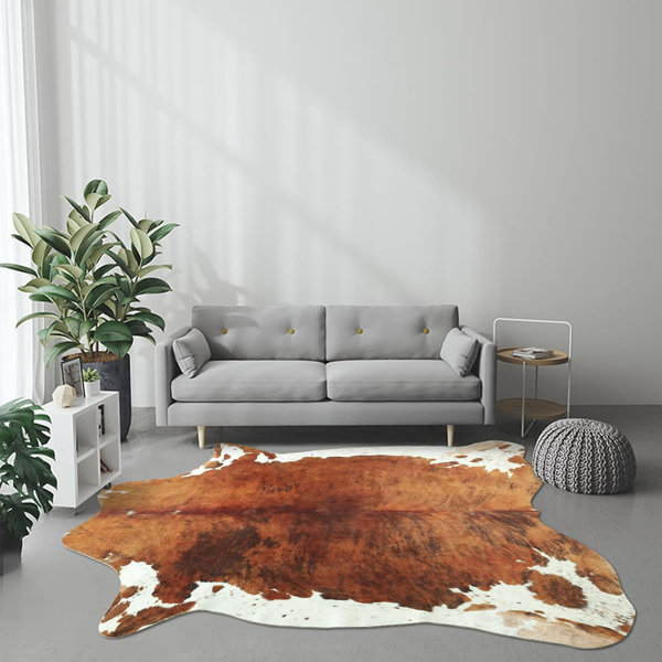 Gracie Oaks Novelty Sal Commercial Use Faux Cowhide Area Rug with Non ...