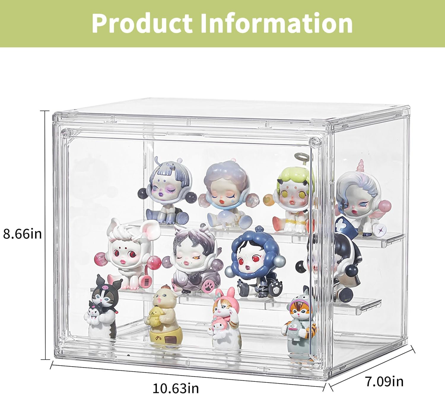 RAPTIZ Clear Acrylic Display Case,2 Pack 3 Tier Adjustable Display Box ...