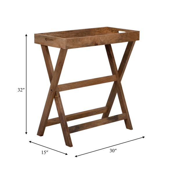 Loon Peak® Kazier Wooden Butler Tray with Stand 30" x 32" Brown TV Tray ...