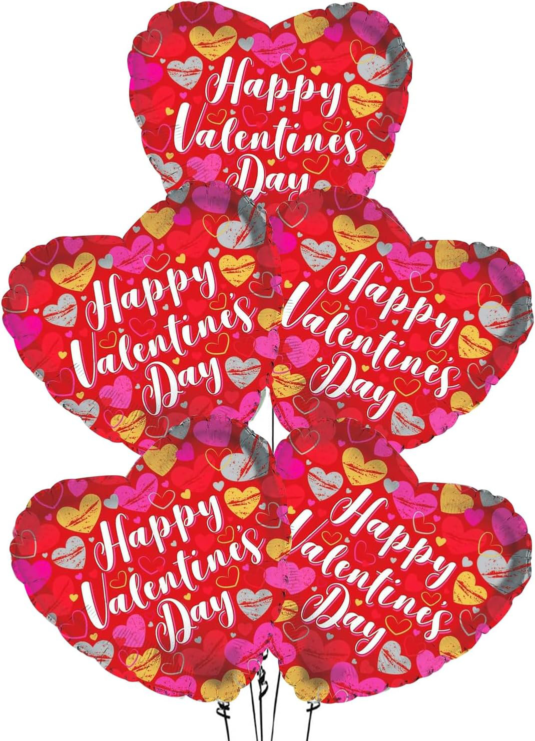 PMU Heart Shaped Valentines Day Balloons 18-inch Mylar (Textured Hearts ...