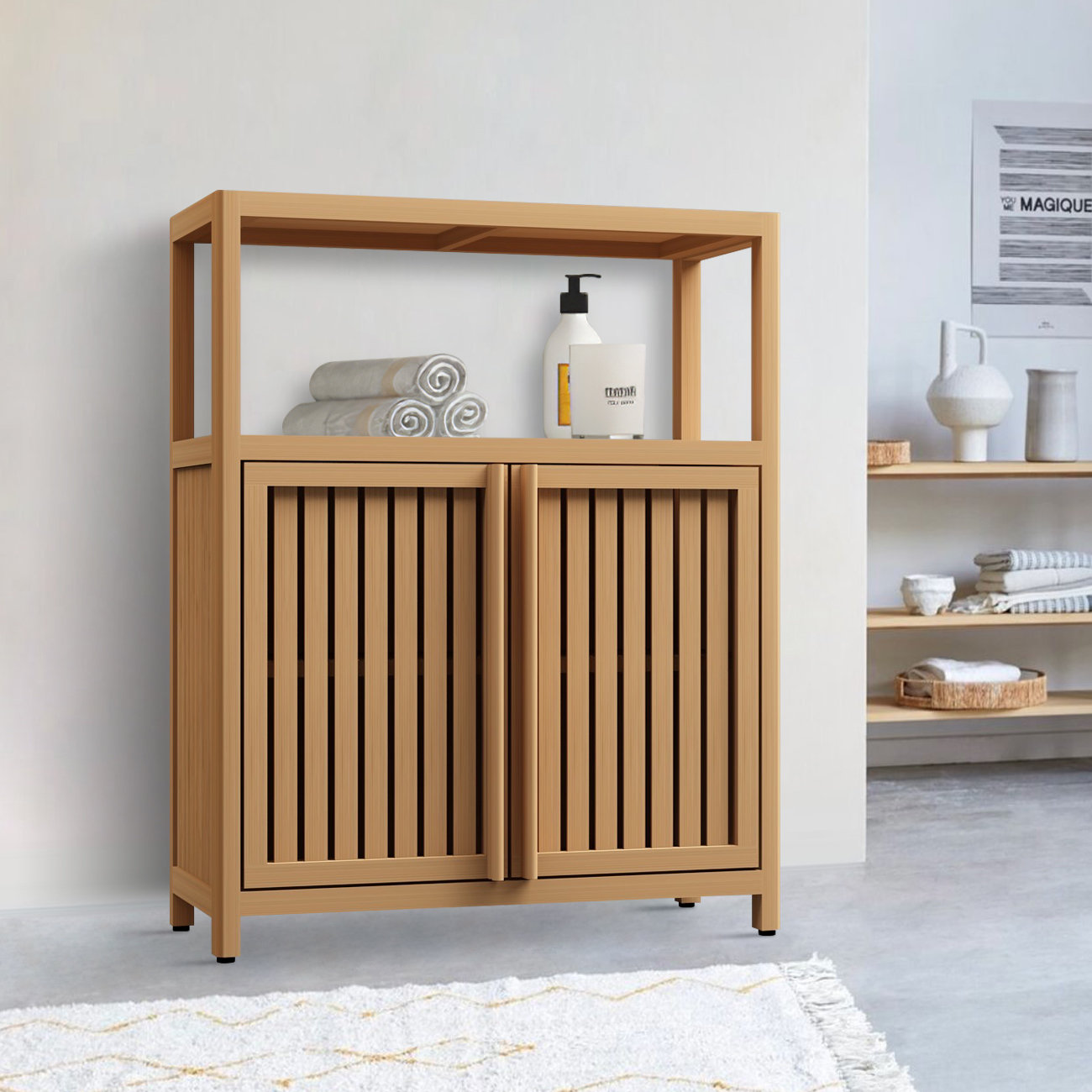 Red Barrel Studio® Nikoll Bamboo Bathroom Cabinet & Reviews | Wayfair