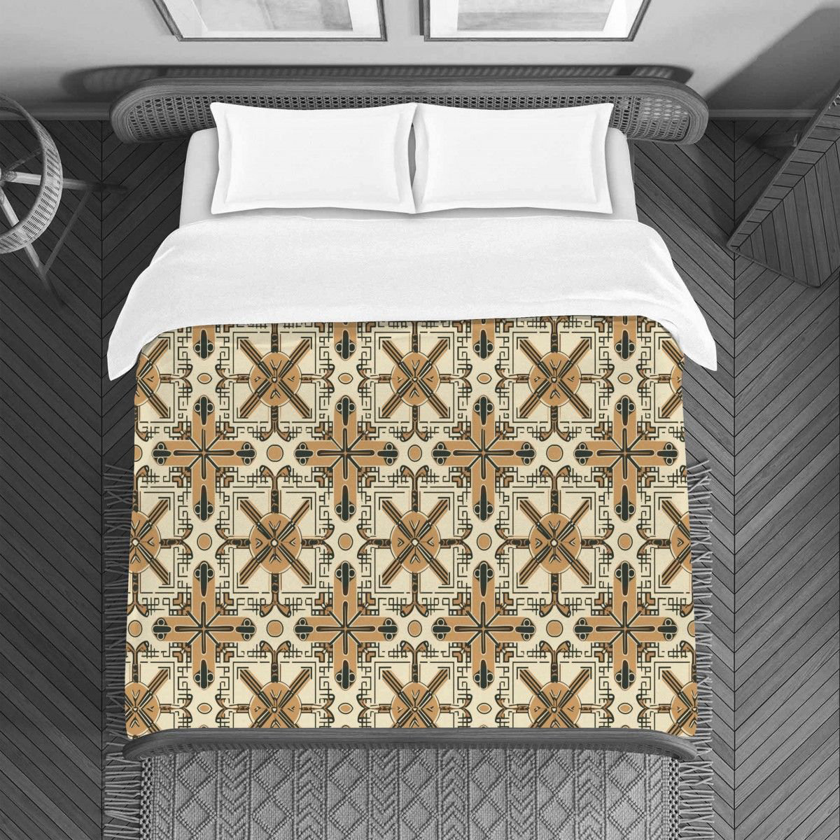 VisionDecor Medieval Mosaic Medieval Bedding Style Duvet Cover Gold ...