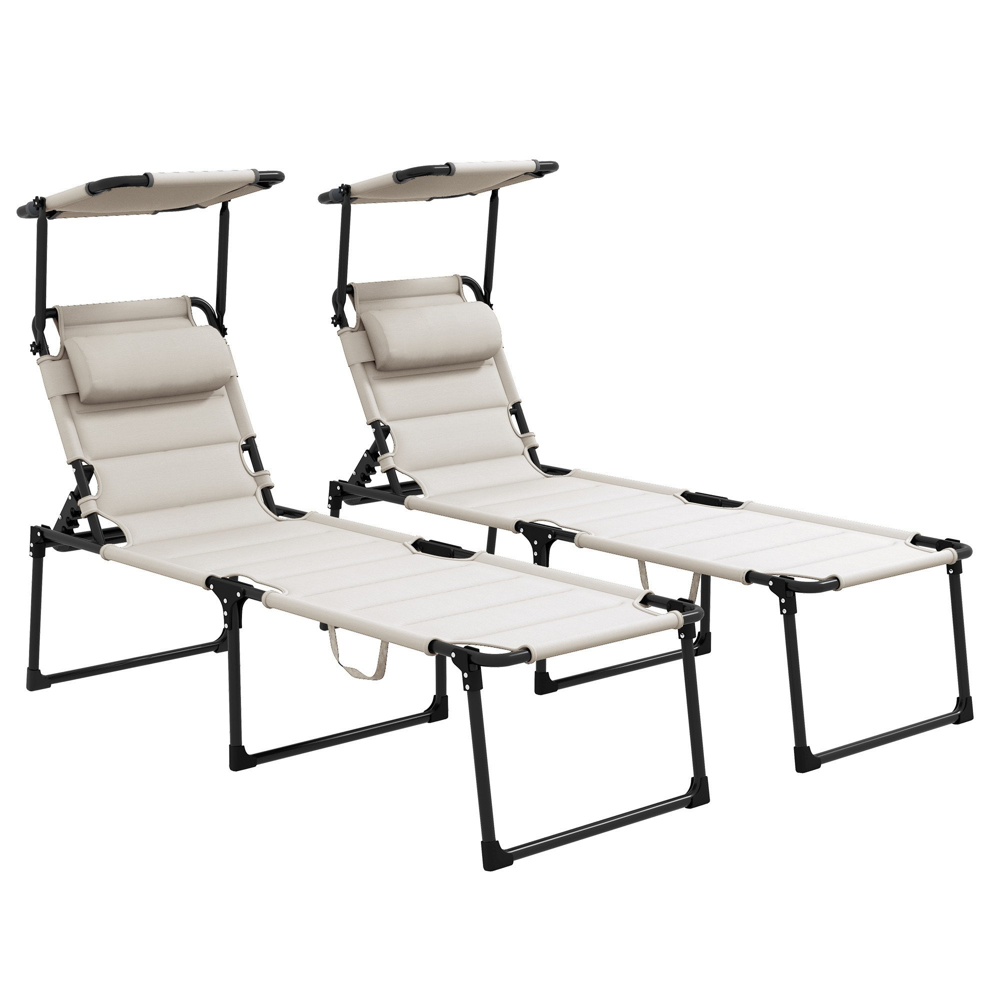 Arlmont & Co. Sundeck adjustable folding deck chair with awning roof ...