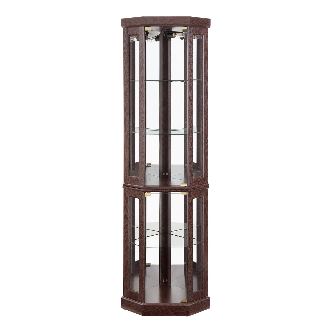 Lipoton Corner Glass Cabinet Lighted Curio Cabinet Corner Display Case ...