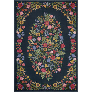 Rifle Paper Co. x Loloi Perennial Navy Indoor / Outdoor Area Rug ...
