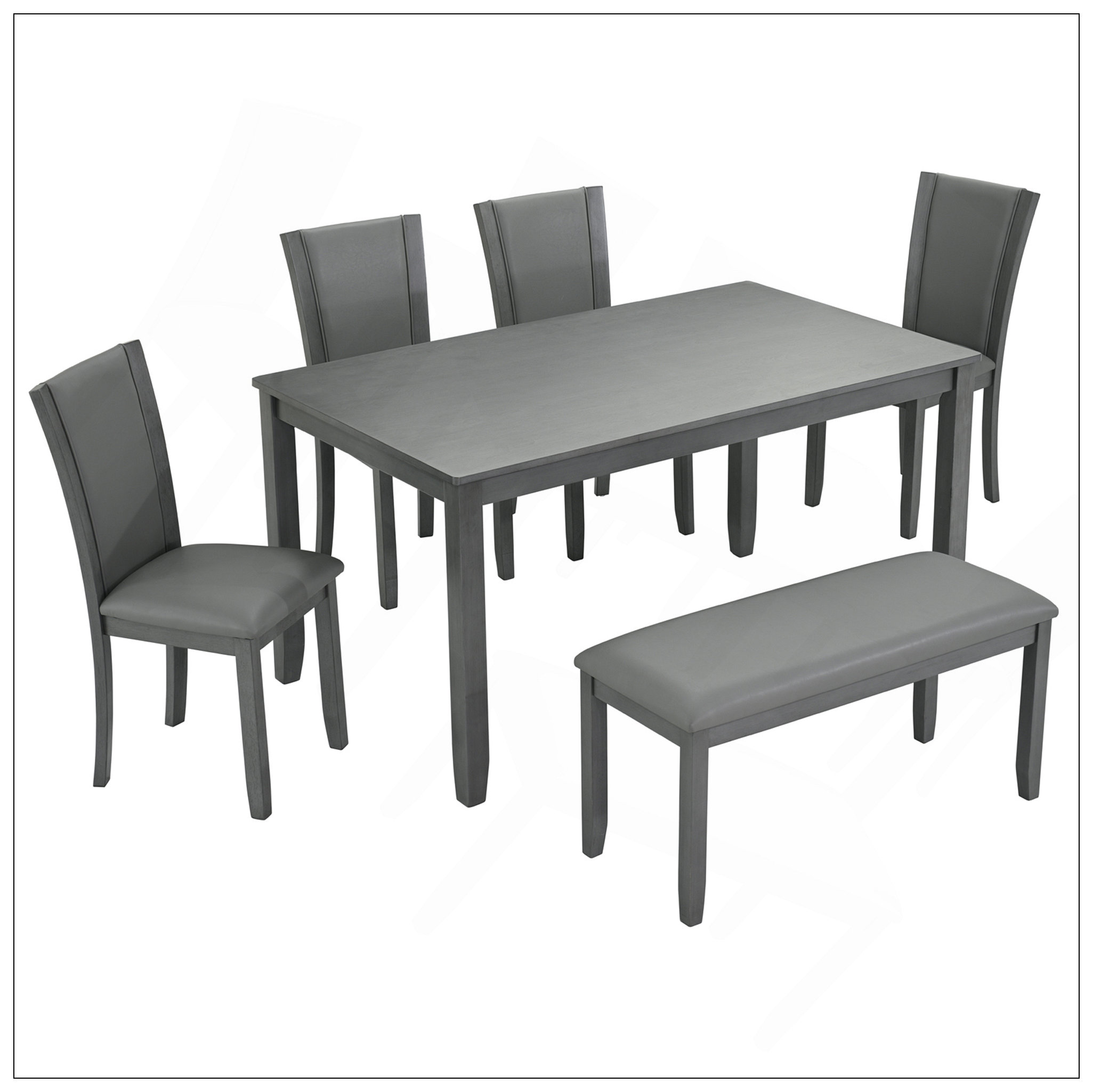 Lark Manor™ 6-Piece Dining Table Set With Bench And Chairs, Wooden ...