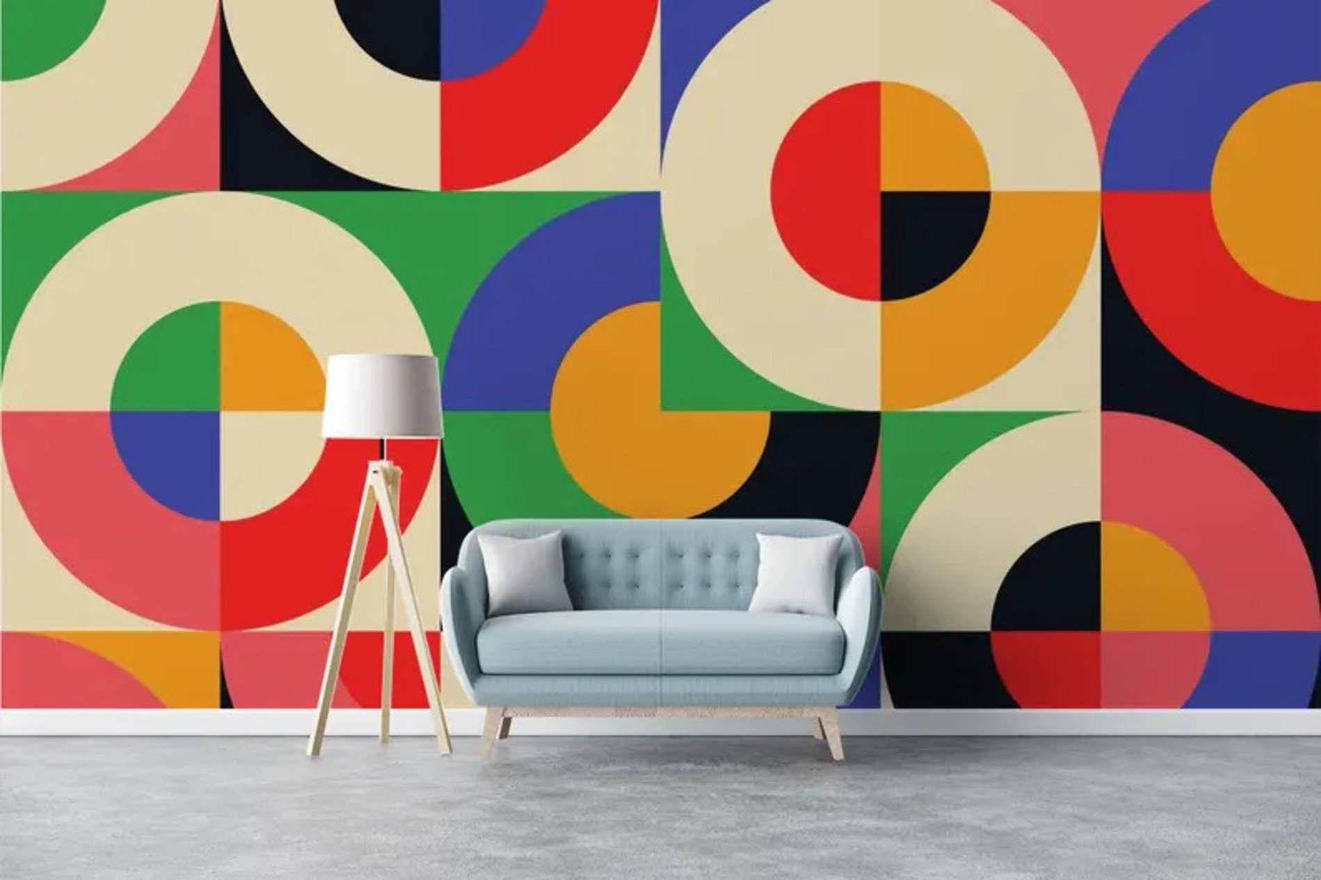 George Oliver Mid Century Geometric Circle Blocks Wall Mural - Wayfair ...