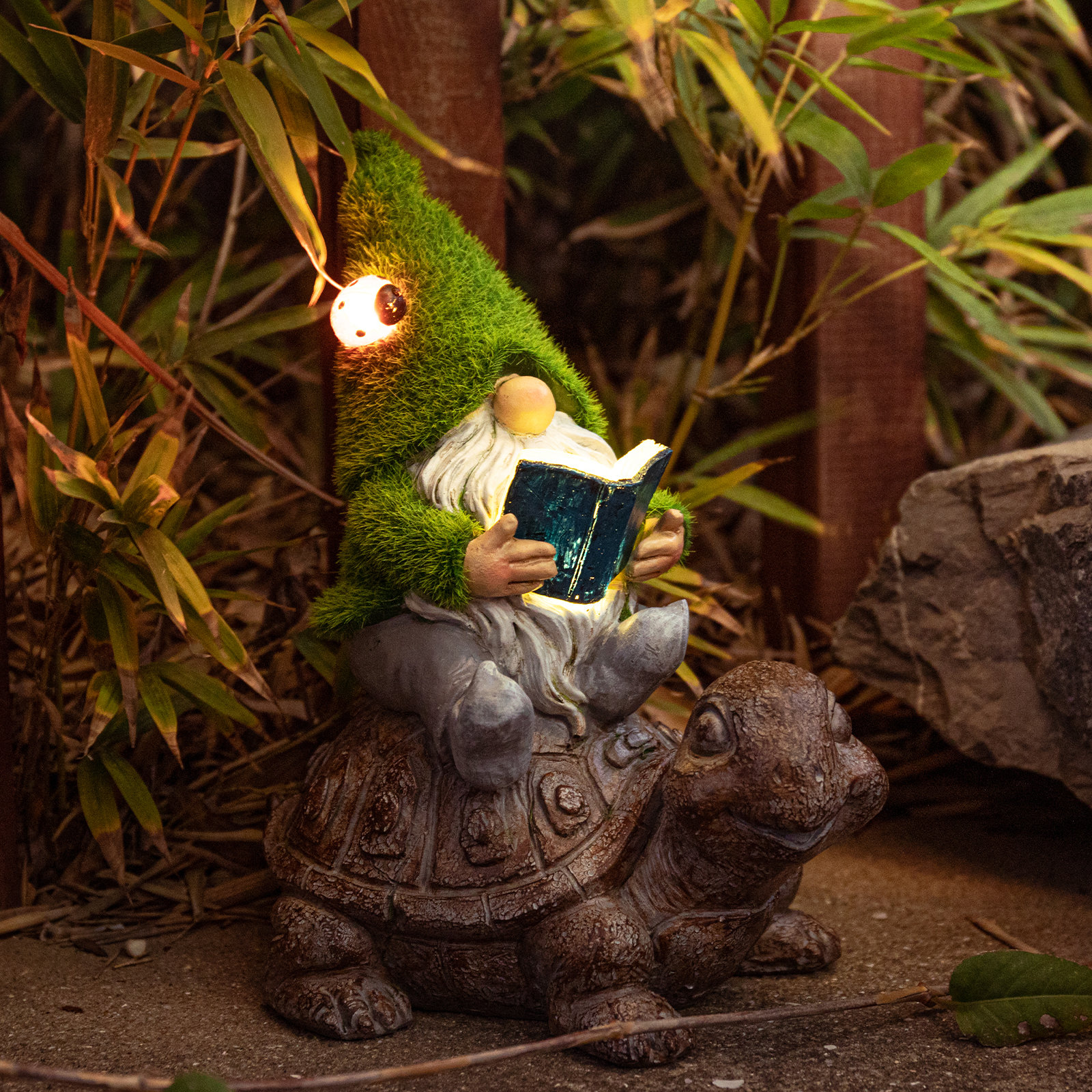 Bungalow Rose Reaiah Gnome with a Turtle Funny Graden Statue | Wayfair