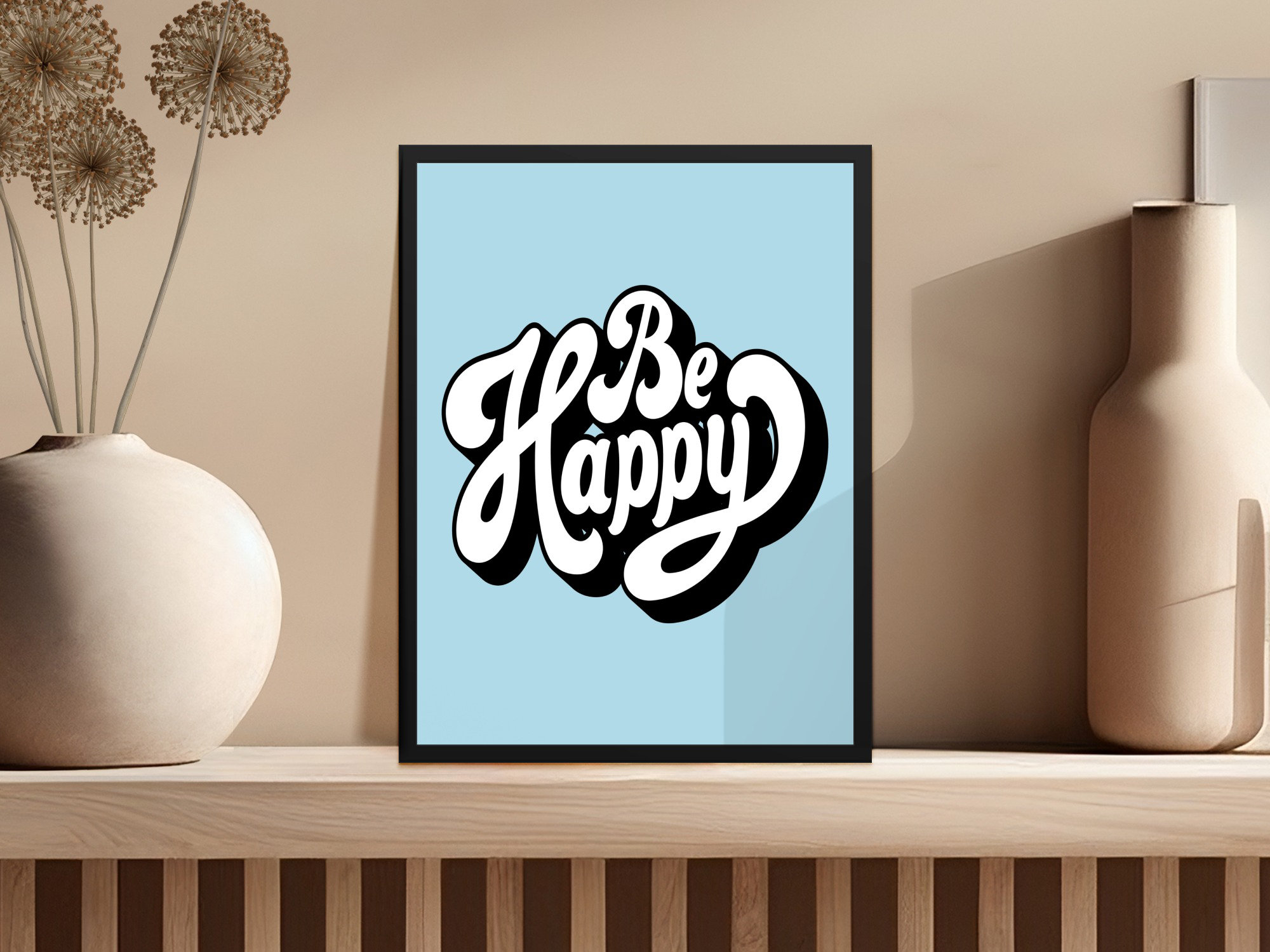 Brayden Studio Inspirational Be Happy Typography Modern Art Design ...