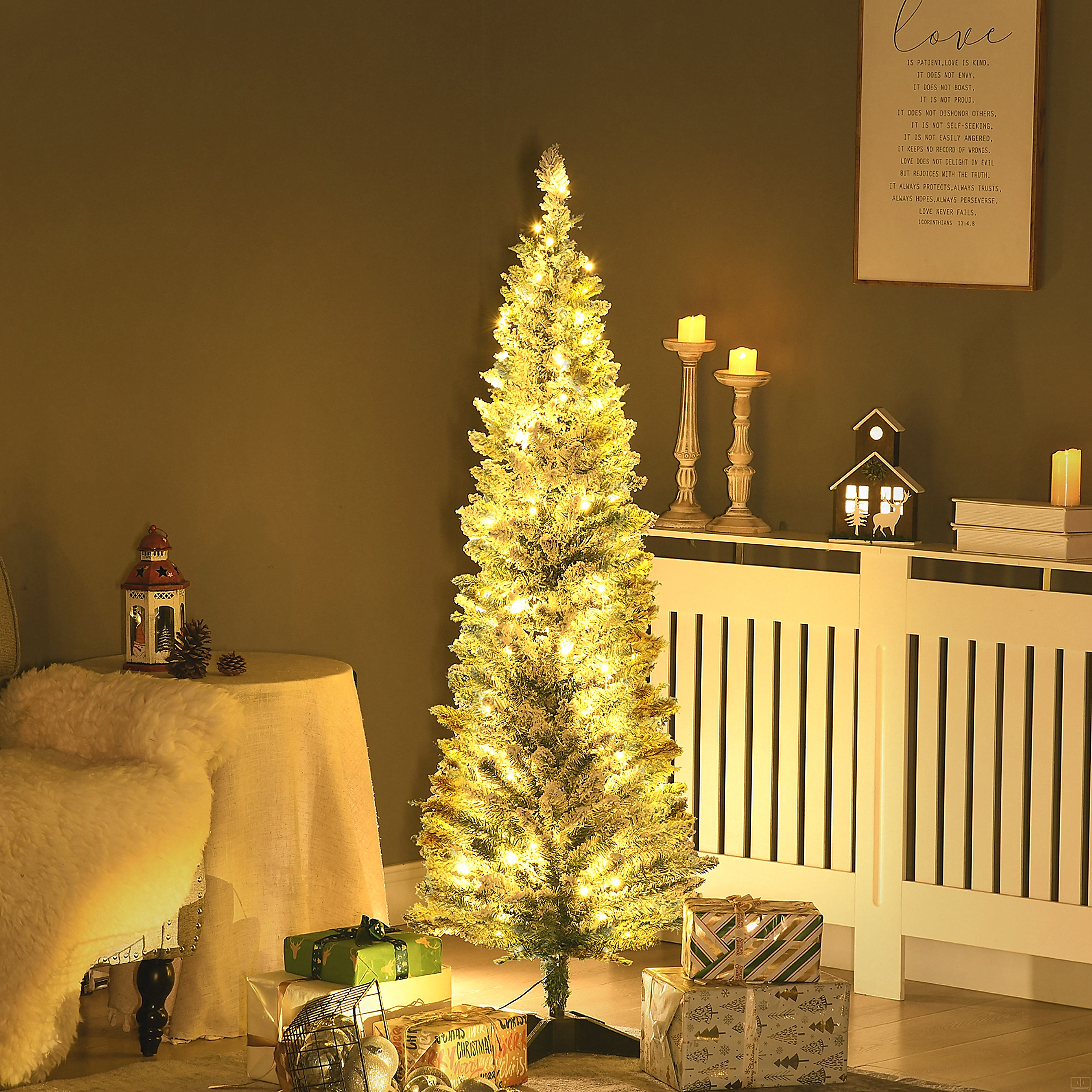 Winston Porter Tall Pre-Lit Slim Noble Fir Artificial Christmas Tree ...