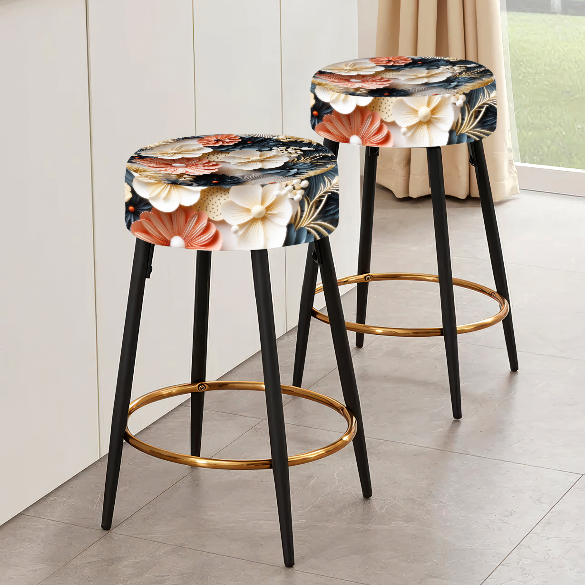 Design Art Sand And Shells Tropical Pattern - Tropical Bar Stools Set ...