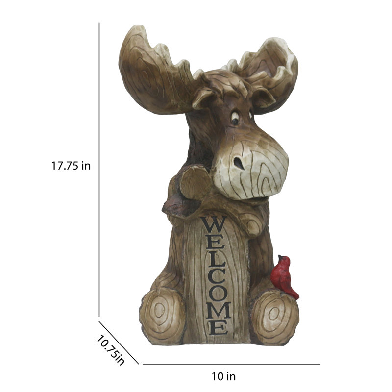 Hi-Line Gift Ltd. Moose with Cardinal Garden Welcome Sign & Reviews ...