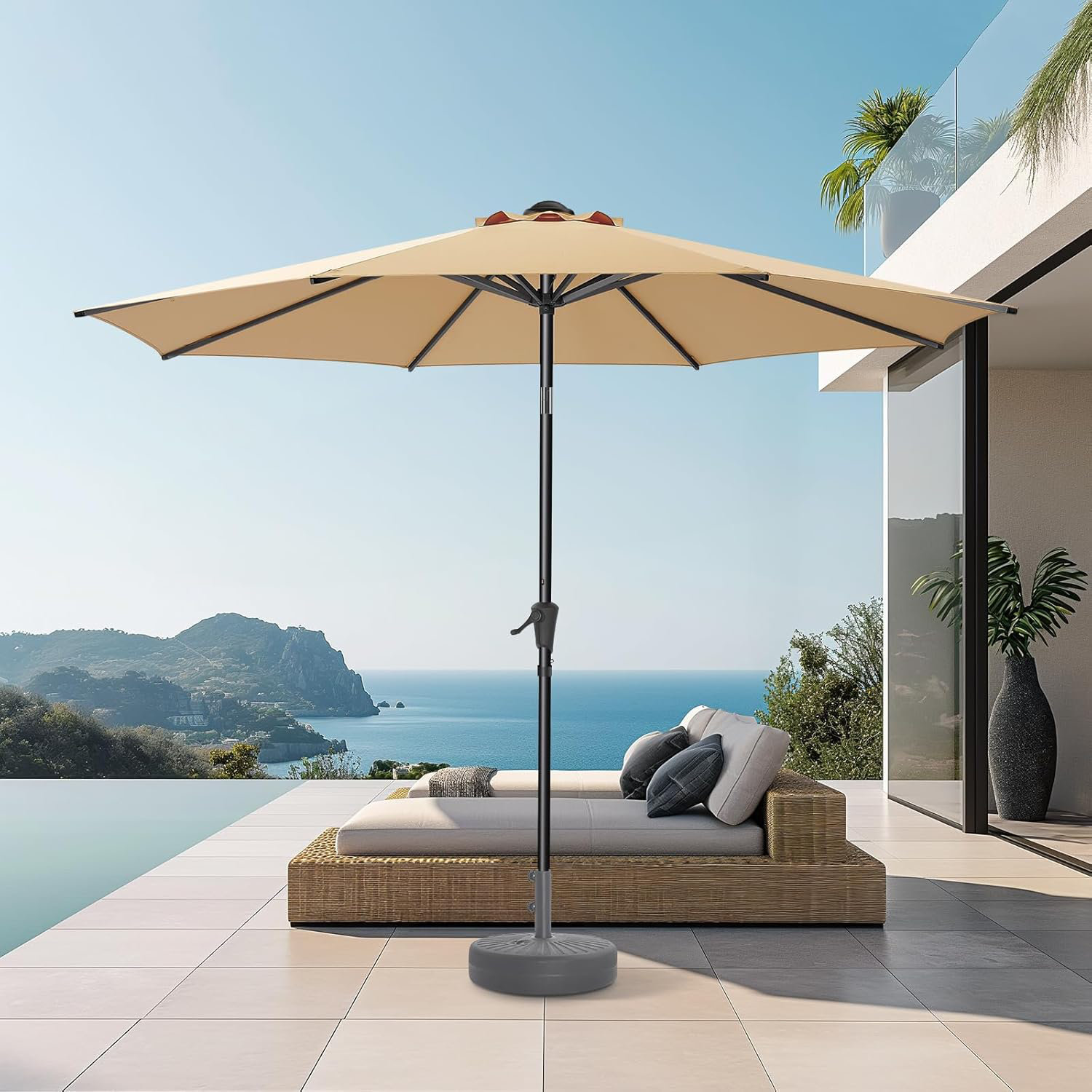 INKEDZ 9ft Outdoor Patio Umbrella - Market Table Pool Deck Umbrella ...