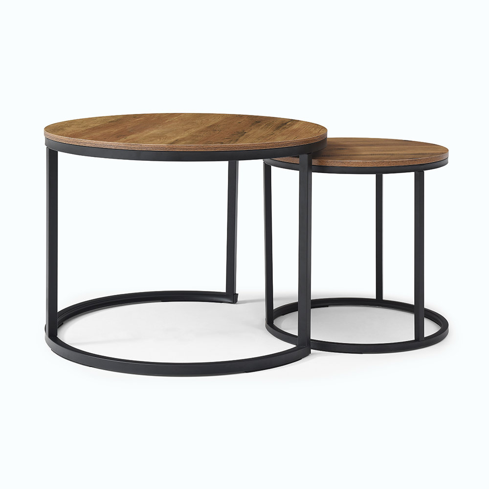 Everly Quinn Circular Round Coffee Table with Metal Frame | Wayfair