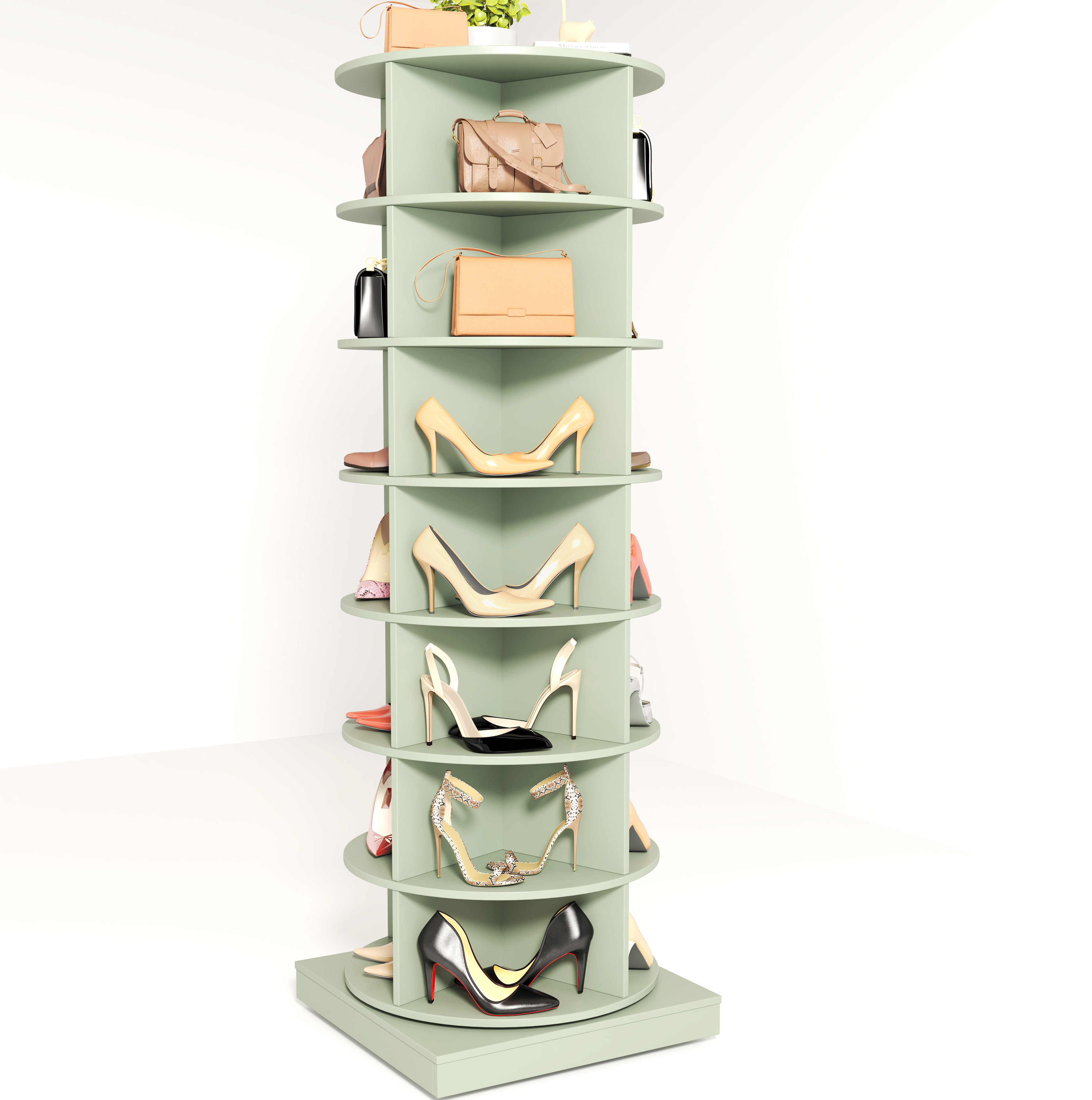 Hokku Designs Green 360 rotating shoe rack 7 layers | Wayfair