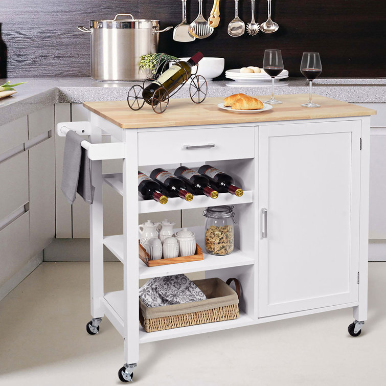 Gracie Oaks Yemina Wood Kitchen Cart & Reviews | Wayfair